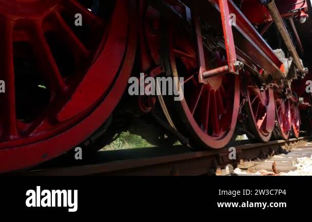 Detail of an old steam engine train locomotive. nostalgic historical ...