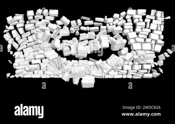 Wall explosion, destruction. 3D animation. Stonewall collapse, wall ...