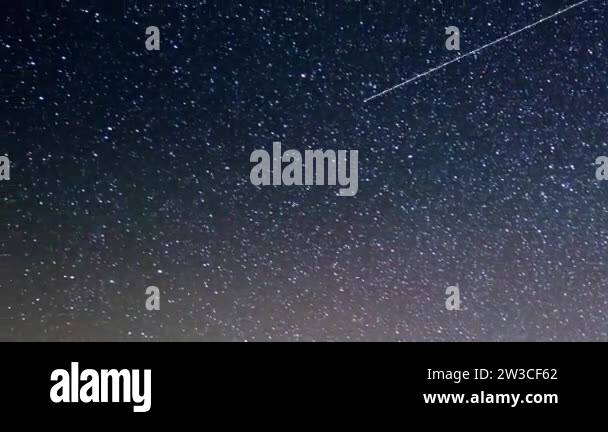 Meteor Explosion, Meteor Shower and Stardust Smoke Trail in Night Sky ...