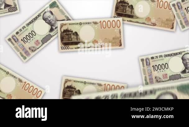 Falling Japanese Bill 5000 yen on a white background Stock Video ...