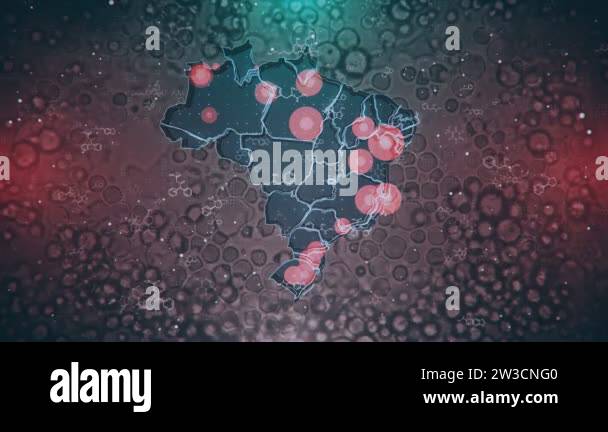 Motion graphics map of Brazil with the localization and spread of ...