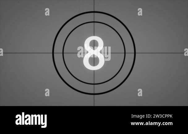 Monochrome Universal Countdown Film Leader. Countdown Clock from 10 to ...