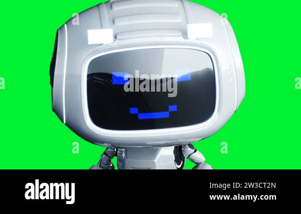 White smiling toy robot animation. Phisical motion blur. Realistic ...