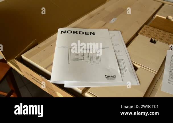 Turin, Italy - July, 2019: Pan on instructions for mounting the Ikea ...