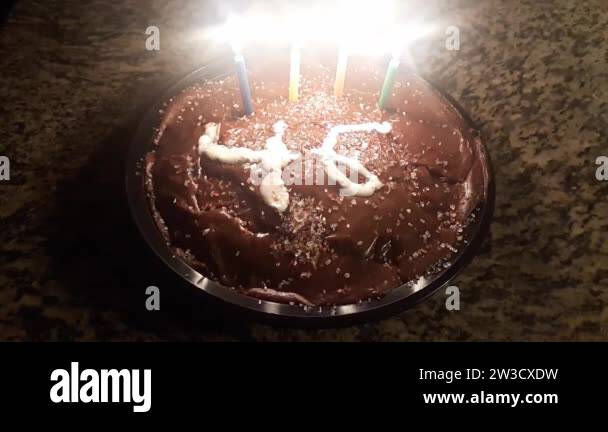 46th birthday cake with candles Stock Video Footage - Alamy