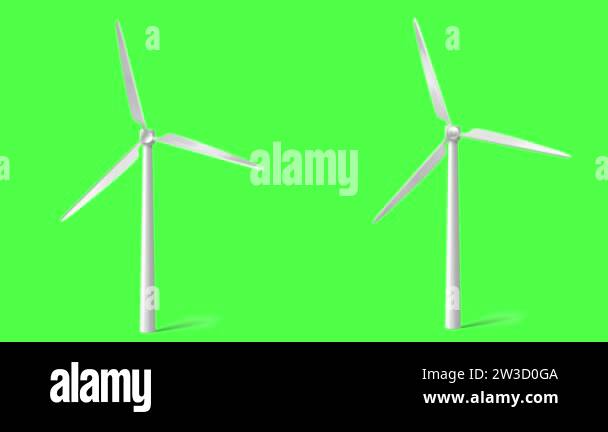 Wind turbines with the green screen background, green screen energy ...