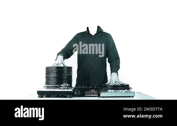 Stopmotion animation of headless dj with piles of records growing and ...