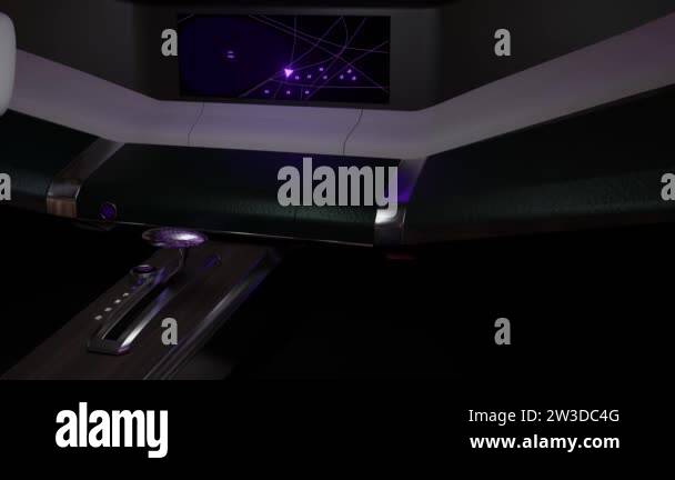 3D Render Animation Of A Futuristic Car Interior, With The Blinking ...