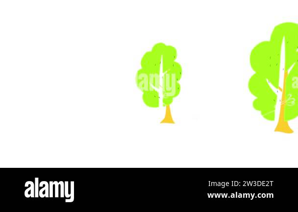Scaling Easy Slowing Down With Spring Effect Animation Of Green Trees