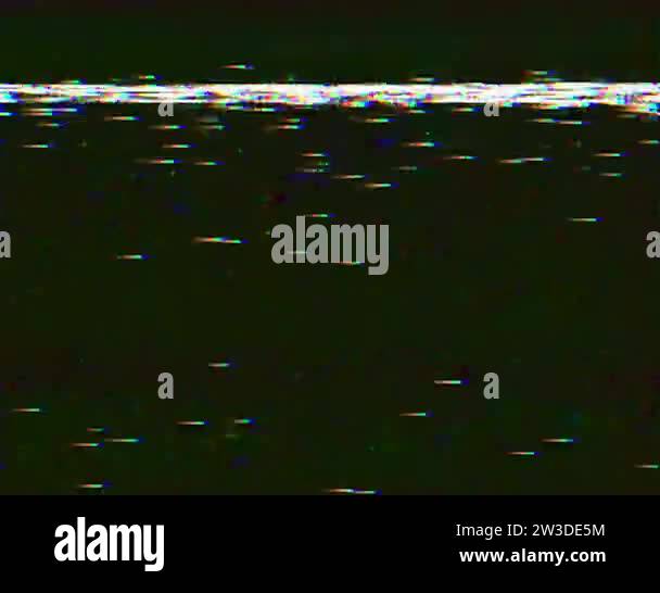 VHS real defects noise and artifacts, glitches from an old tape, black ...