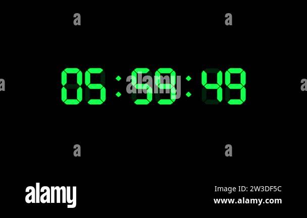 6 hour o'clock digital clock. Seconds count to six. Numerical ...
