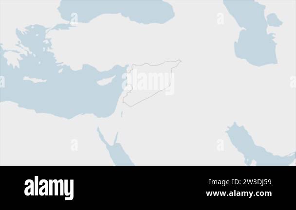 Syria map highlighted in Syria flag colors and pin of country capital ...