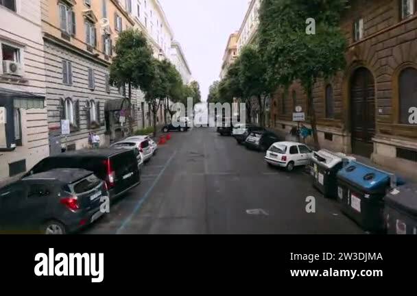 A trip through the streets of Rome, Italian streets view from a car ...