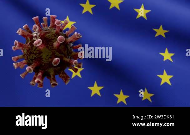 European Union flag waving and Coronavirus 2019 nCov concept. Outbreak ...