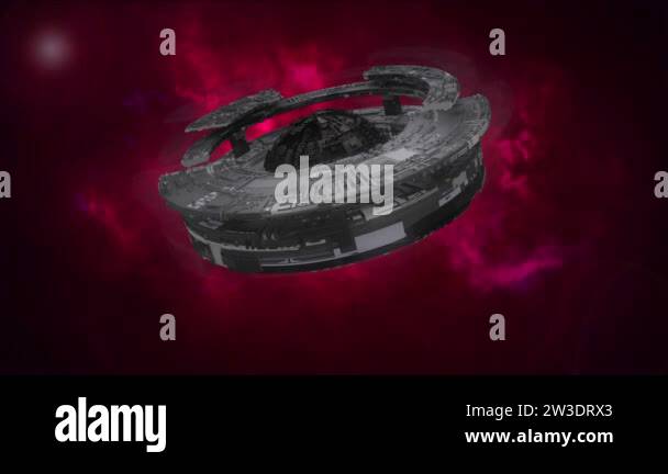 3D animation of the space background and orbital, interplanetary ...