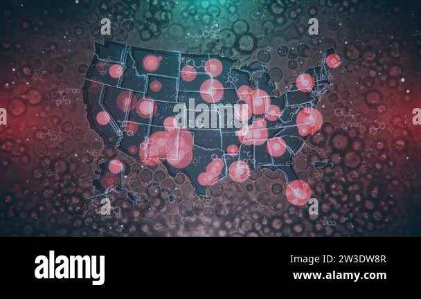 Motion graphics map of USA with the localization and spread of epidemic ...