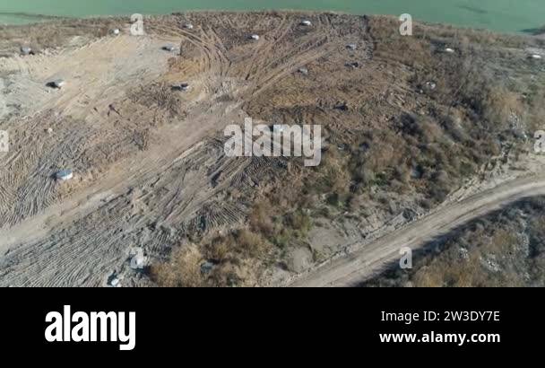 Landfill, view from the height of the preserved garbage dump, garbage ...