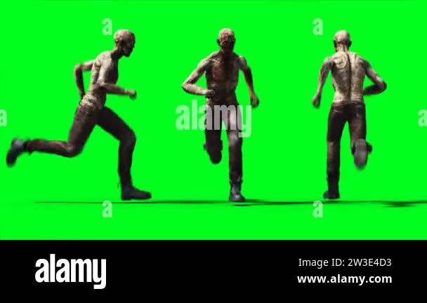 Zombie animation. Phisical motion blur. Realistic green screen 4k ...