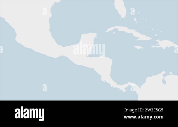 Belize map highlighted in Belize flag colors and pin of country capital ...