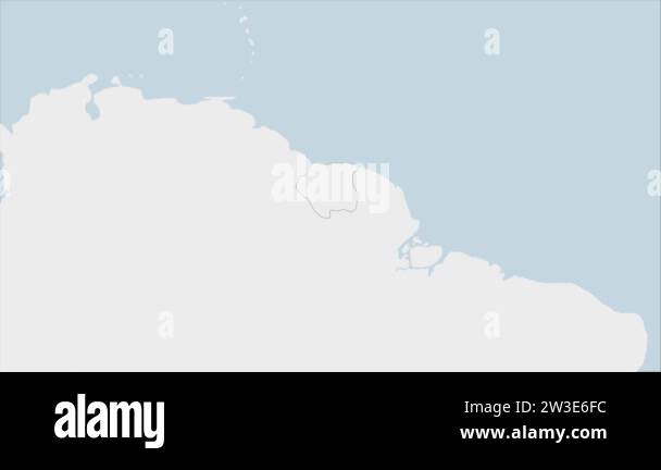 Suriname map highlighted in Suriname flag colors and pin of country ...