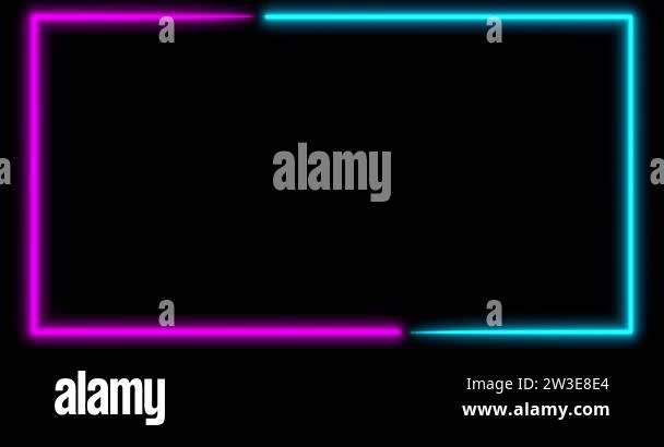 Neon background with LED frame screens. Fluorescent abstract blue ...