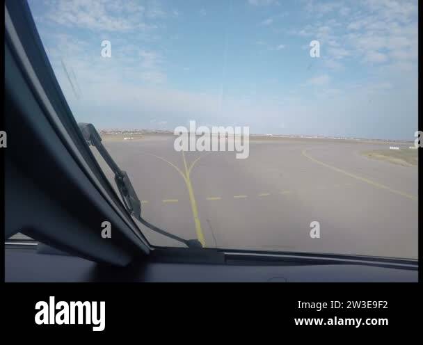 The 4K time-lapse footage of Aircrafts cockpit view making an takeoff ...