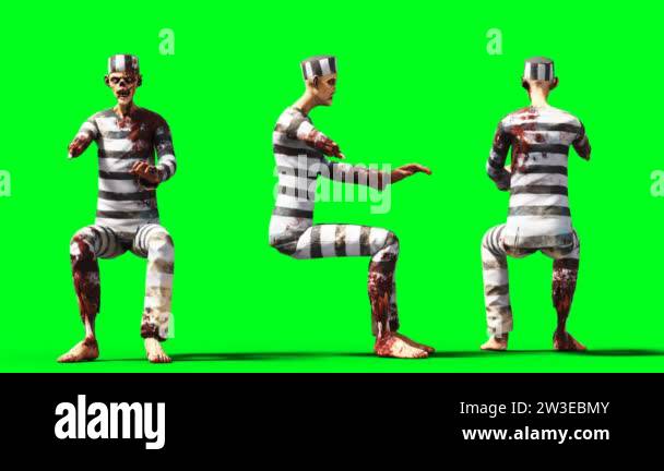 Zombie animation. Phisical motion blur. Realistic green screen 4k ...