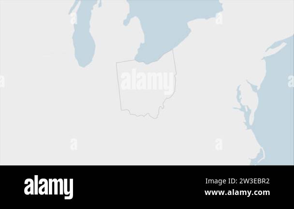 US State Ohio map highlighted in Ohio flag colors and pin of country ...
