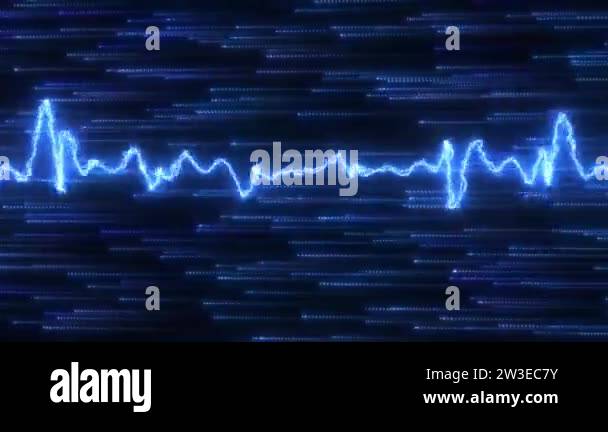 Blue Abstract Digital Electric Wave and Particles Flowing Energy - 4K ...