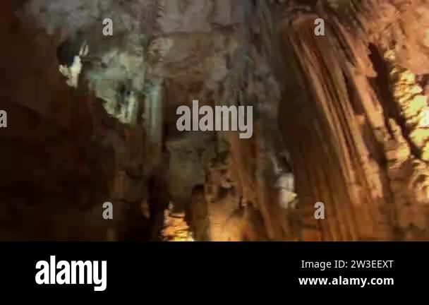 Wonderful cave of Jeita (Grotto Jeita). Complex of two karst limestone ...