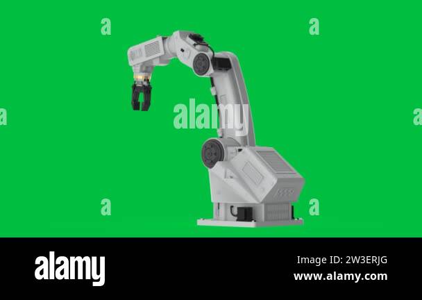 3d rendering robotic arm isolated on green screen background 4k ...