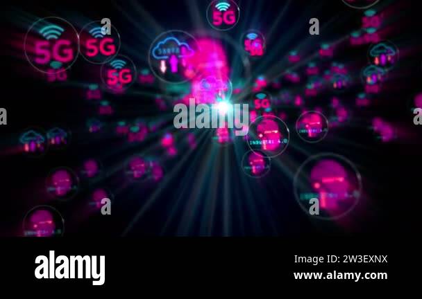 Futuristic technology digital background. 5G, artificial intelligence, industry 4.0, big data ...