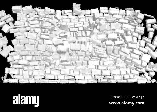 Wall explosion, destruction. 3D animation. Stonewall collapse, wall ...
