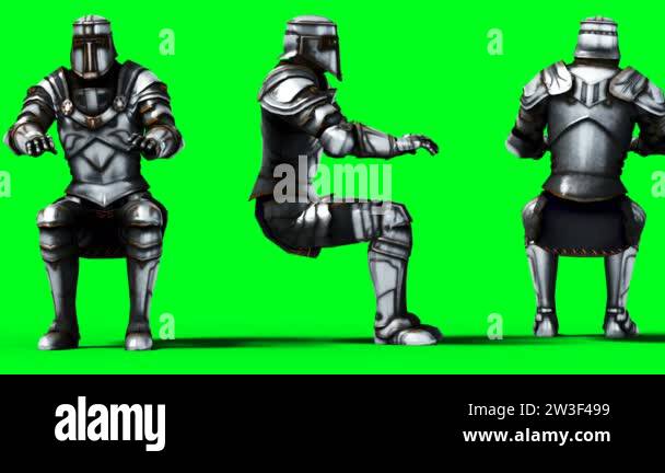 Knight animation. Phisical motion blur. Realistic green screen 4k ...