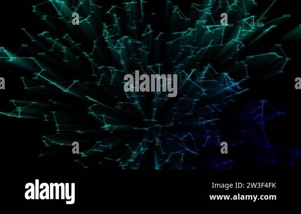 4k 4k Rotating digital column with graph made of dot particles nodes ...
