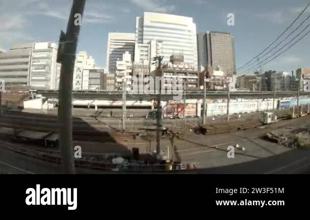 A side view of the train at JR Yamanote line in Tokyo Stock Video ...
