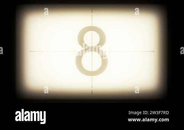 Monochrome universal countdown film leader. Countdown clock from 10 to ...