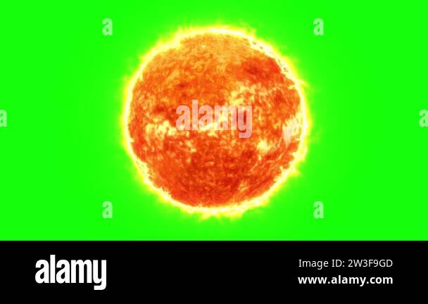 sun 4k, Sun Solar Atmosphere isolated on Green background, Close-up of ...