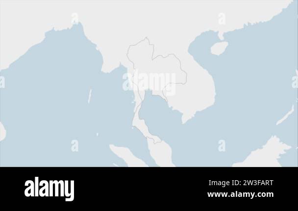 Thailand map highlighted in Thailand flag colors and pin of country ...