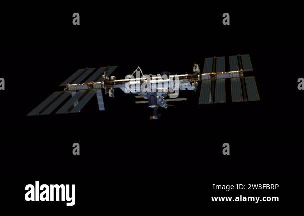 International Space Station Rotates Solar Panels. Alpha matte. 4K Stock ...