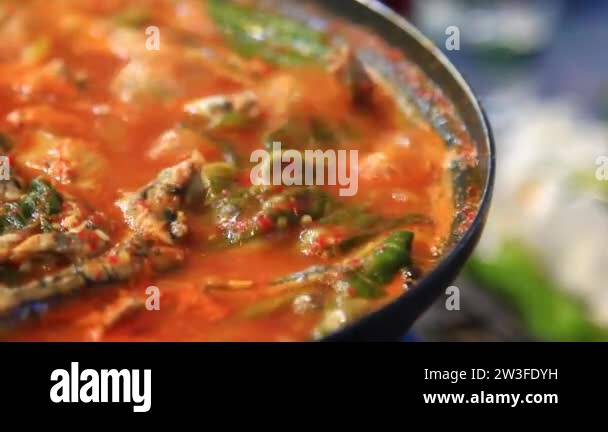 Spicy Anchovy Soup is traditional Korean food. Gijang, Busan, Korea is ...