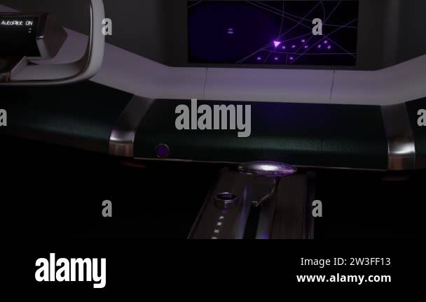 3D Render Animation Of A Futuristic Car Interior, With The Blinking ...
