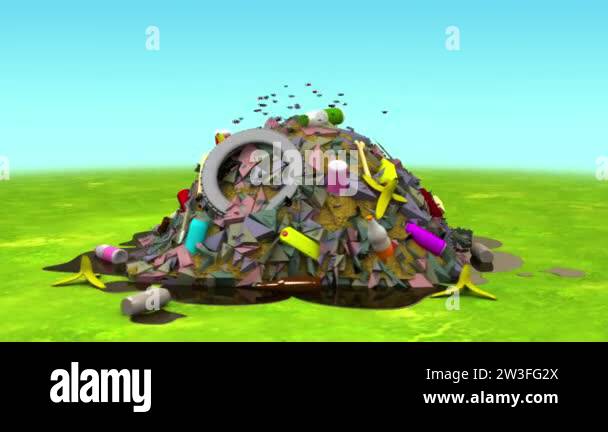 Landfill on the Lawn. 3D animation in cartoon style, loopable Stock ...
