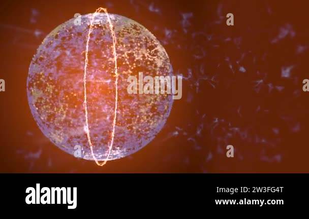 Globe in space with plexus surface and lightning stroke ring rotating ...