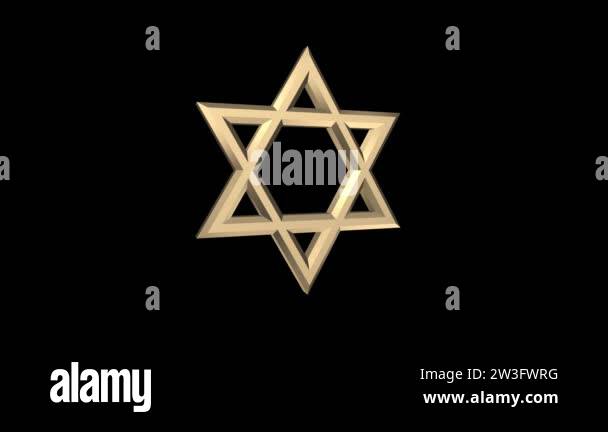 Star of David spinning on its axis 3d animation. Seamless looping ...