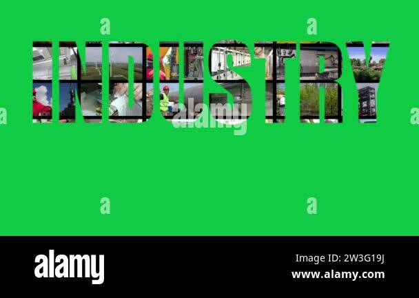 Industry Animated Text on Chroma Key Green Screen Background ...