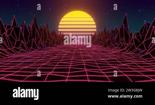 Retro wave sunset on background Stock Videos & Footage - HD and 4K ...