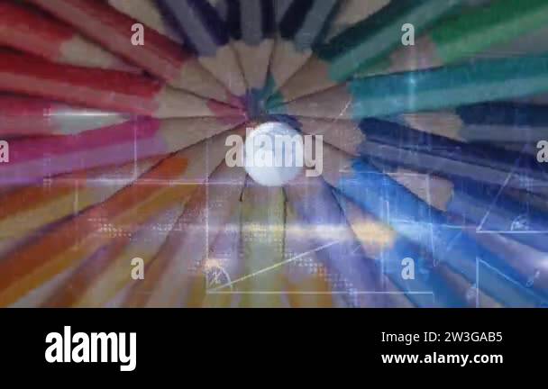 Animation of a globe spinning, shapes and mathematical equations ...