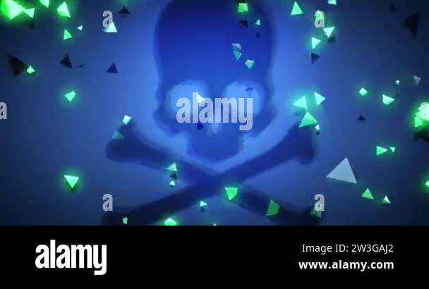 Animated background of a skull with abstract modern triangular shape ...