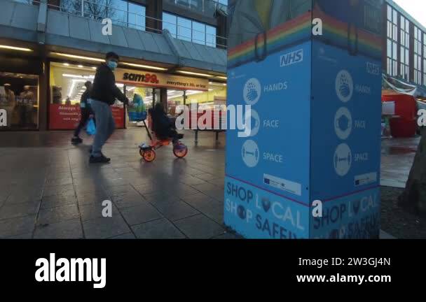 NHS Hands Face Space Message On Lamppost In High Street In Harrow. Low ...